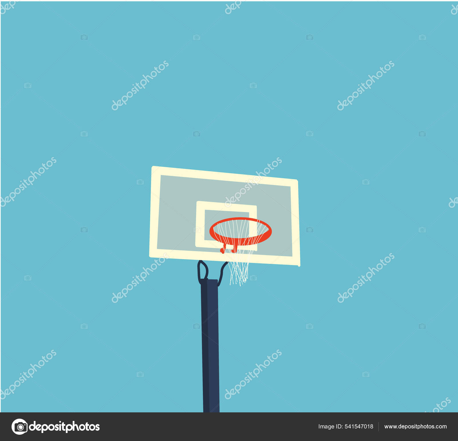 Basketball Hoop Blue Sky Backboard Sportive Basket Ring Vector ...
