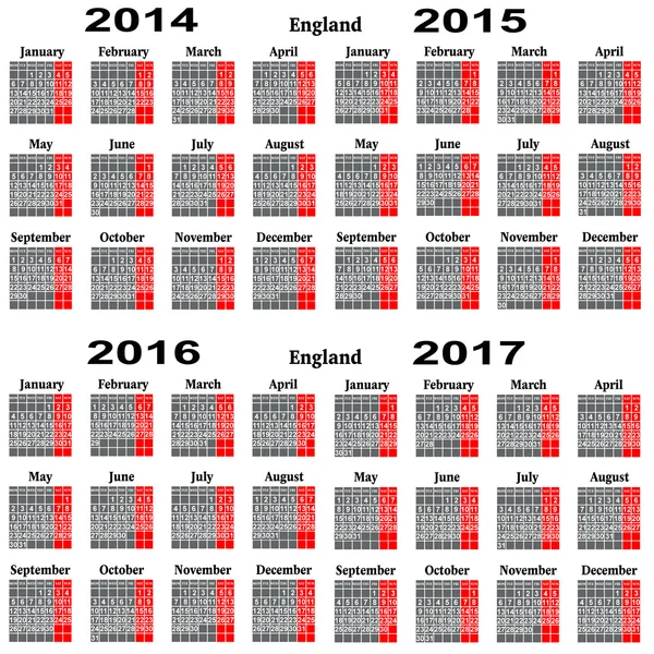 Kalender binnen 2014,2015,2016,2017 Jahrs. — Stock Vector ...