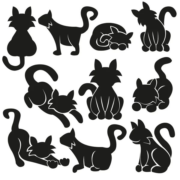 Couples Of Cats Silhouettes — Stock Vector © Regisser Com 6883780