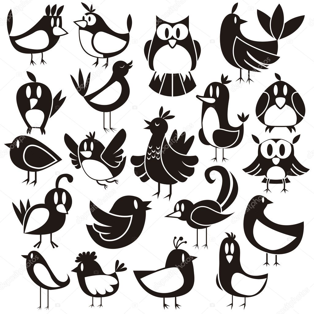 Birds Vector Set — Stock Vector © Aratehortua #28093911 Birds Vector Set — Stock Vector © Aratehortua #28093911