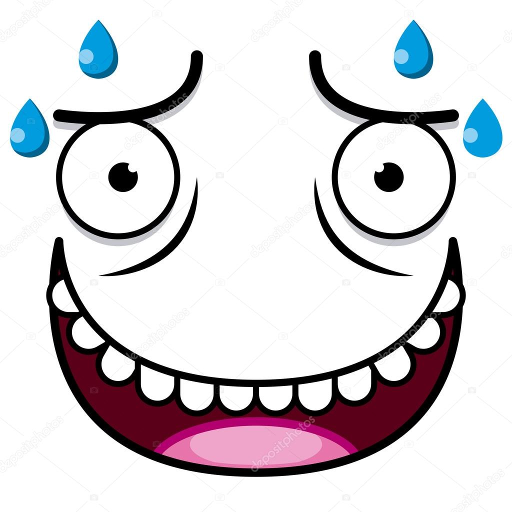 Sweating Cartoon Face Sweating Girl, Illustration, Vector On White
