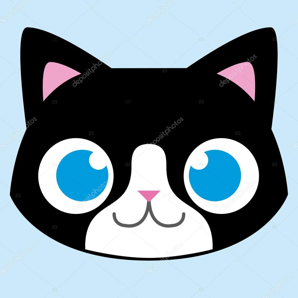 dibujos animados gato adorable cara ilustración aislada — Archivo ...