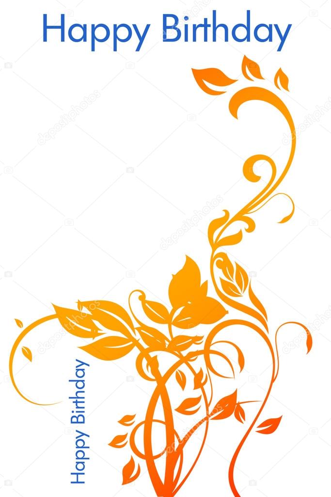 Illustrated birthday card with flowers, gradient and space for your ...