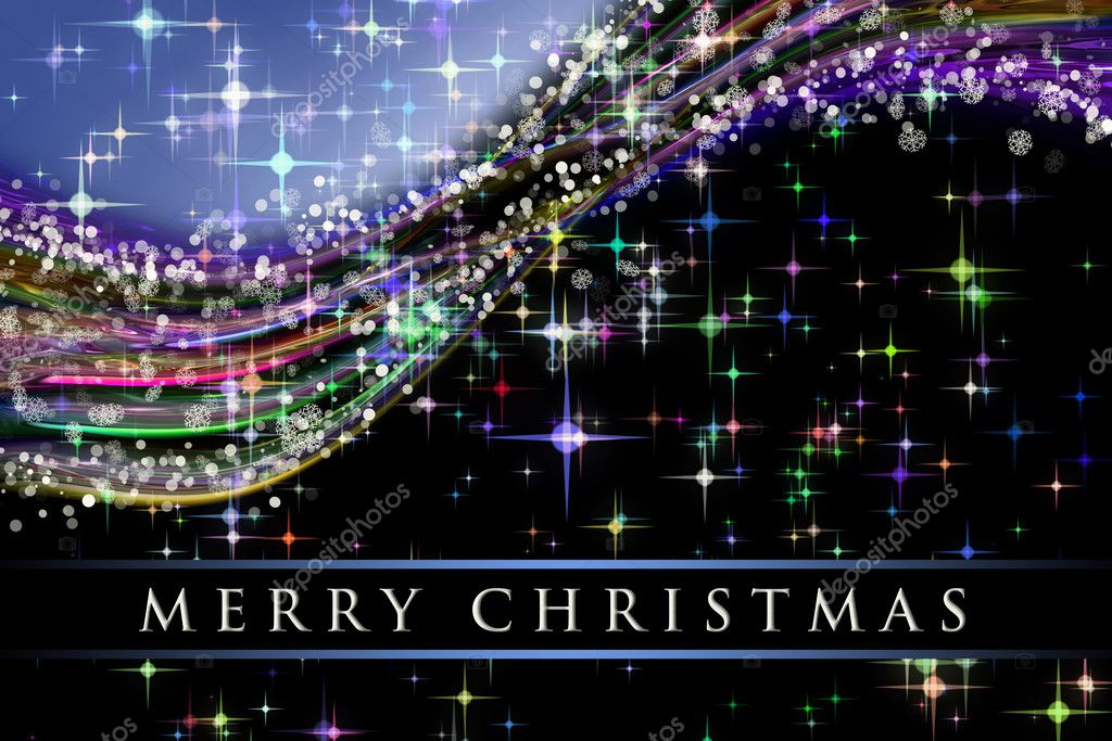 Fantastic Christmas wave design with snowflakes and glowing stars ...