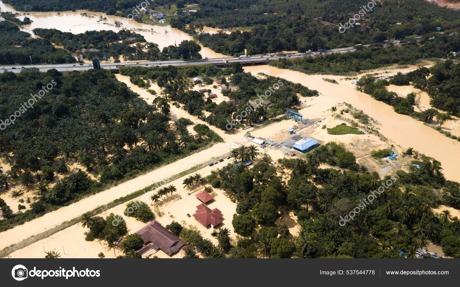 Dengkil Malaysia Dec 2021 Areal View Dengkil District Flooding Causes ...