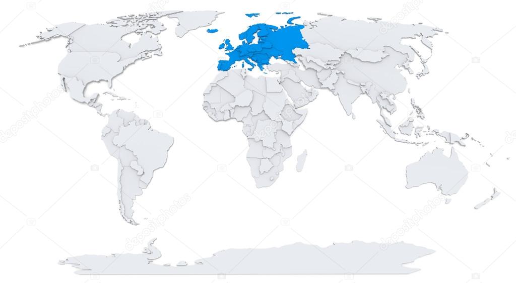 Europe on Bump map of world — Stock Photo © kerdazz7 #26333739