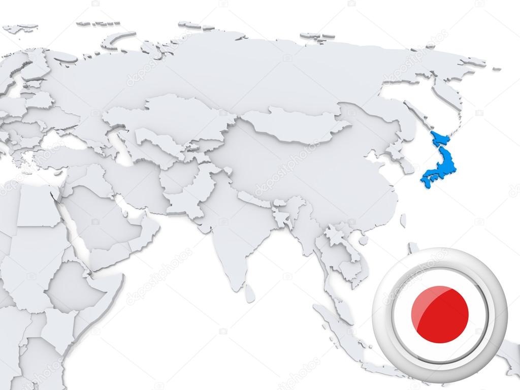 Japan on map of Asia — Stock Photo © kerdazz7 #31359543