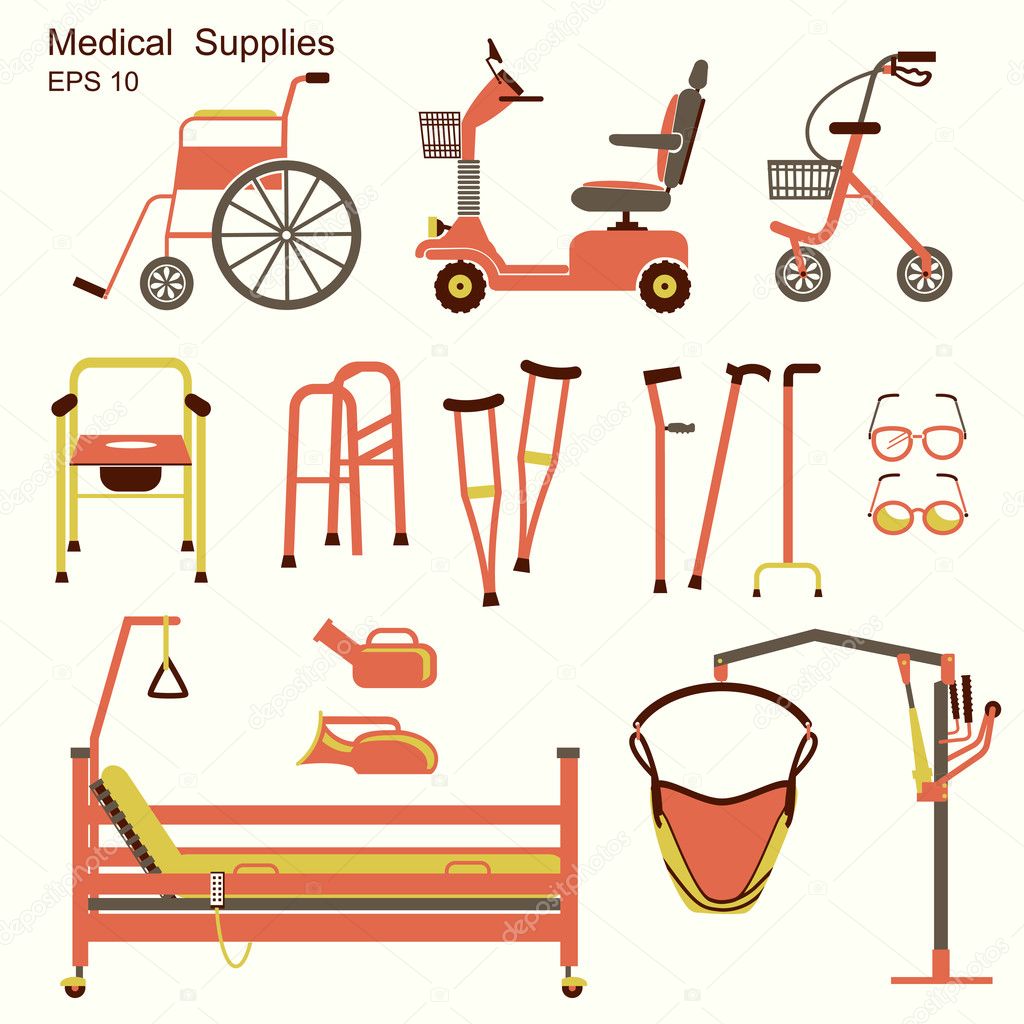 Medical hospital equipment for disabled people — Stock Vector ...