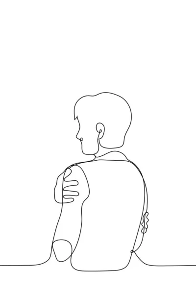 Man Stands Wall Touches His Shadow One Line Drawing Vector Stock Vector ...