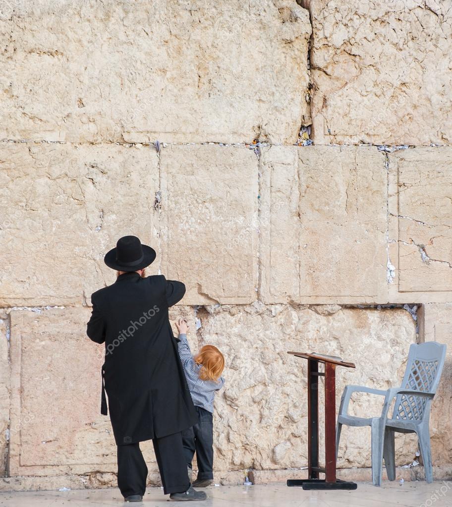 Rabbi and his little son at the Wailing wall Stock Photo by ©izmargad ...