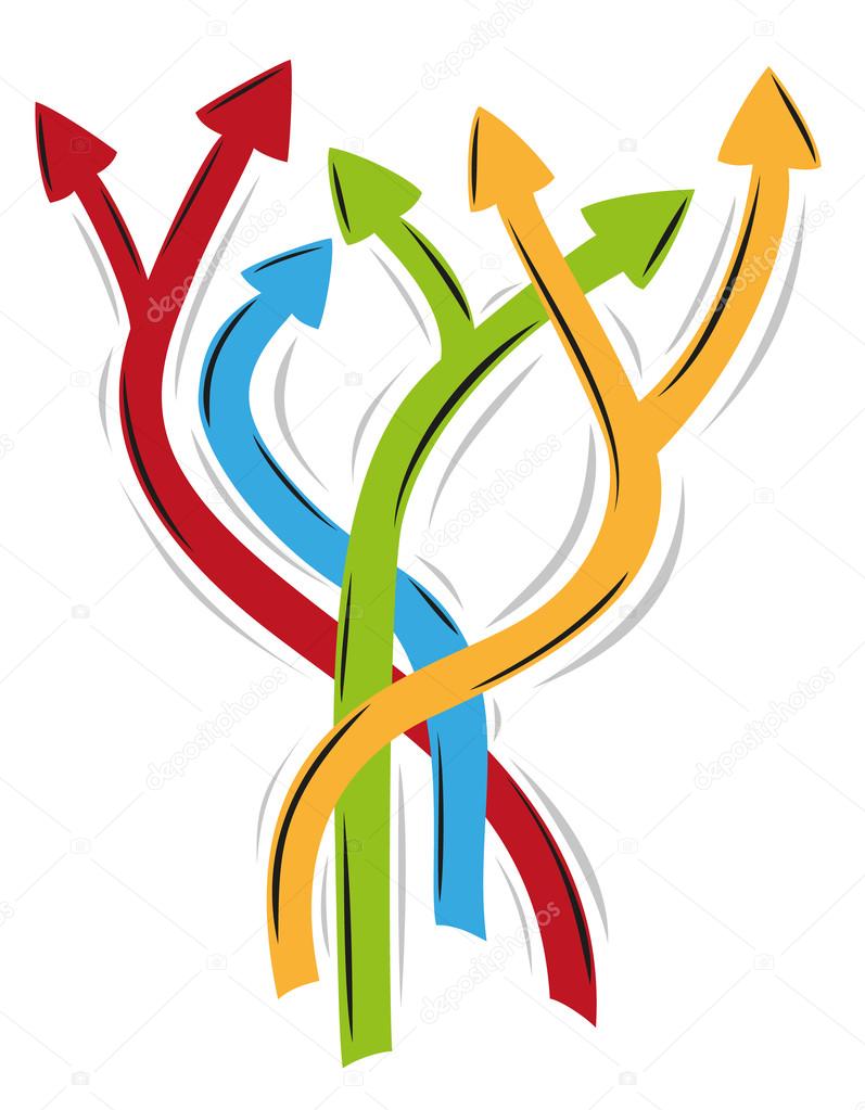 Tangle of arrows as symbol of many different ways — Stock Vector ...