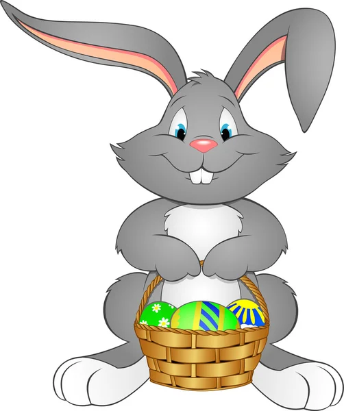 Cartoon Funny Rabbit Holding Easter Basket Stock Vector Image by ...