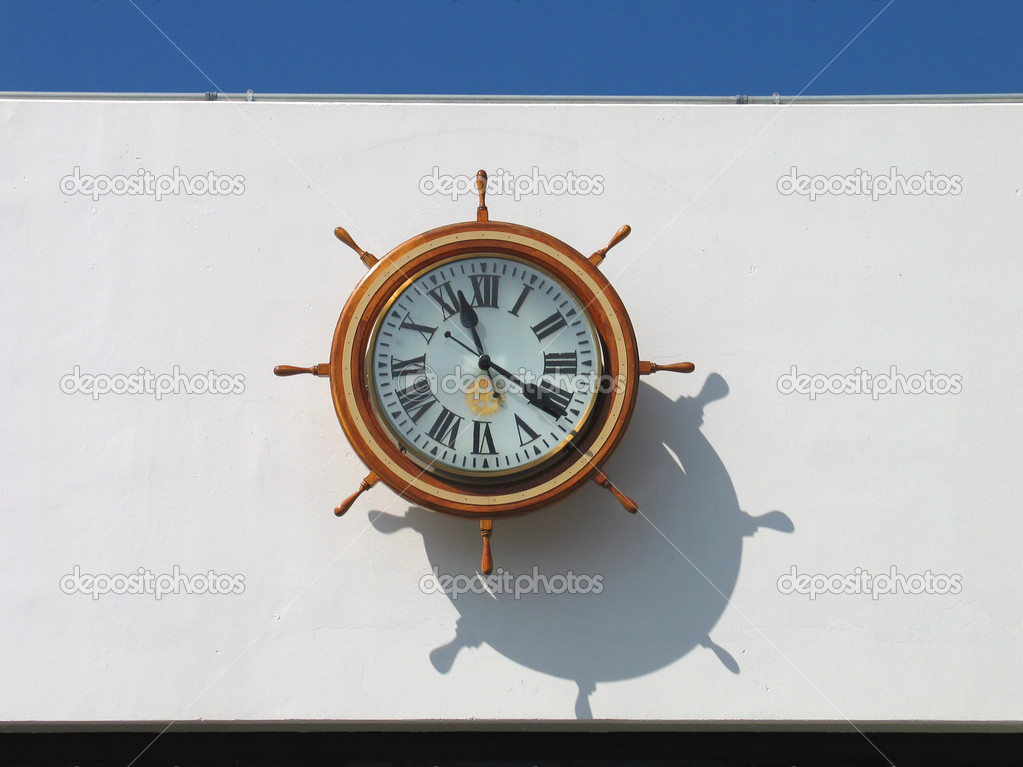 Inside ship helm setting clock — Stock Photo © drserg #23301146