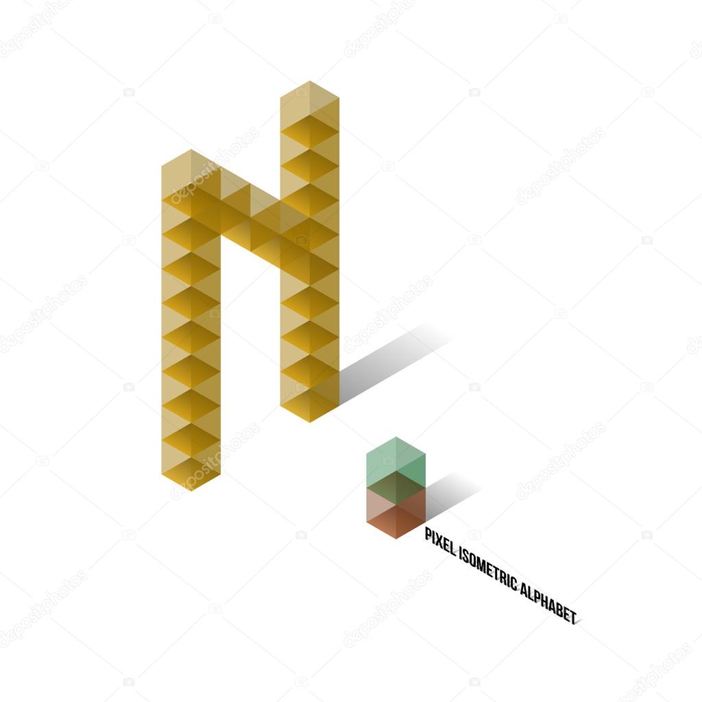 N - Pixel Isometric Alphabet Stock Vector Image by ©LukasFlekal #34744963