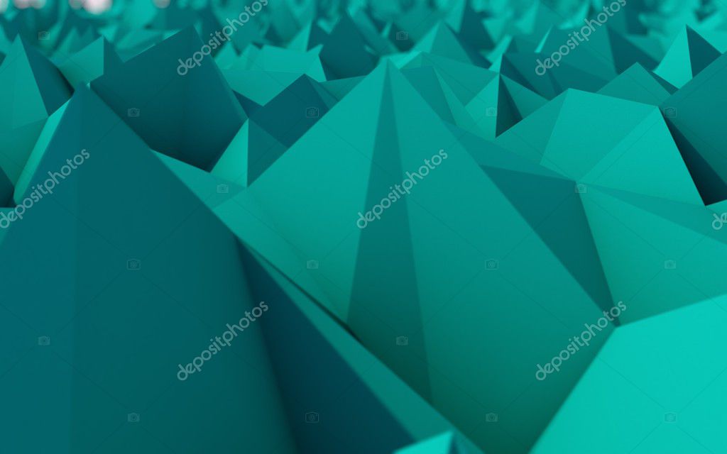 Abstract Turquoise Low Poly 3d Background with Depth of Field Ef ...