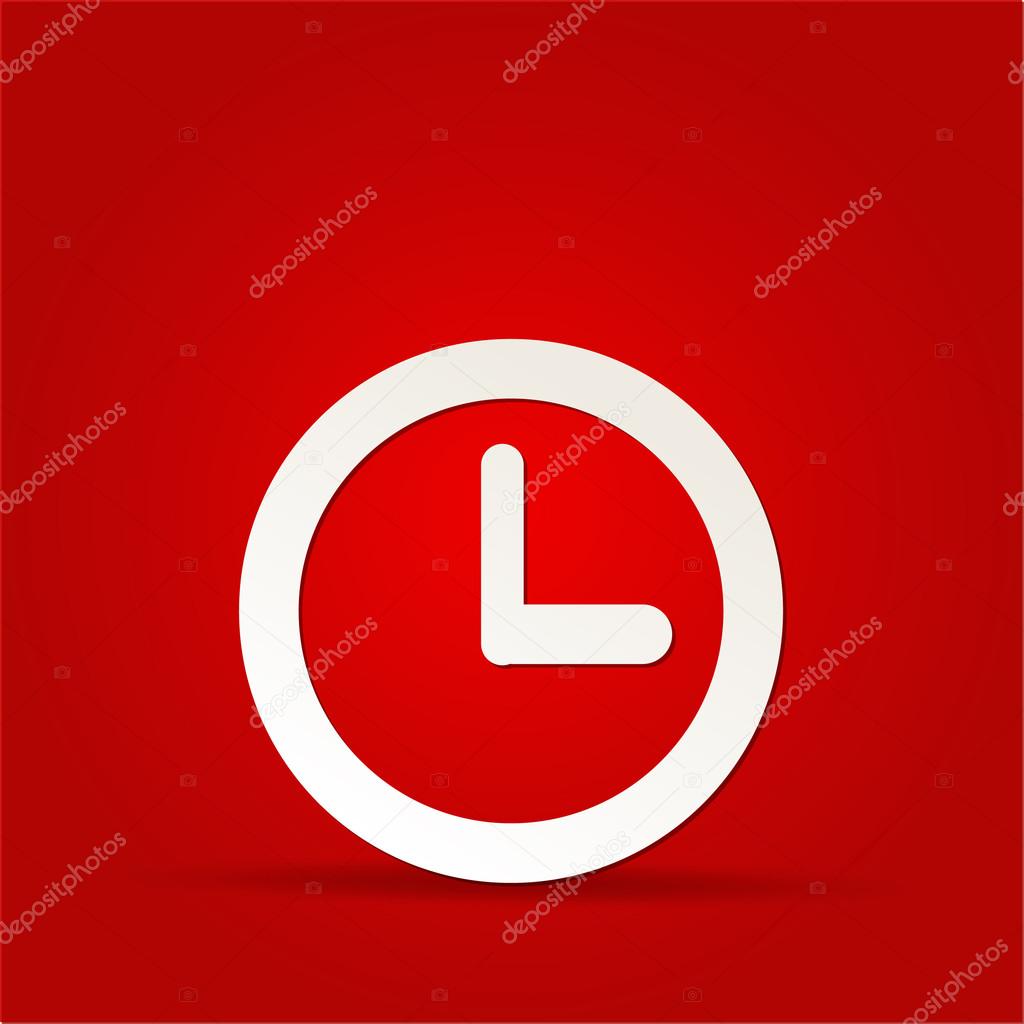 Clock icon on red background Stock Photo by ©Istanbul2009 23311404