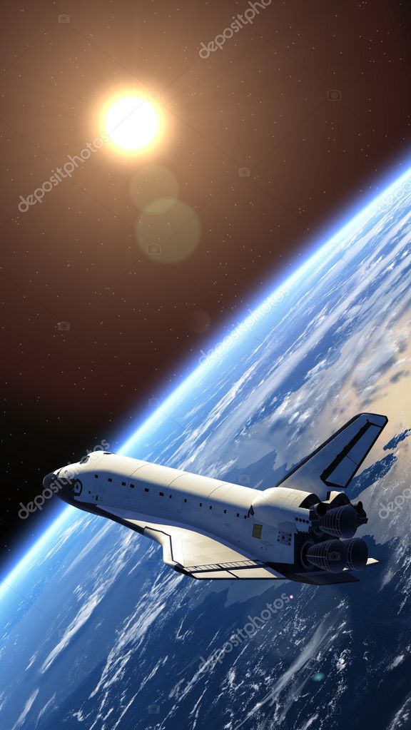 Space shuttle orbiting earth Stock Photo by ©3DSculptor 51683177