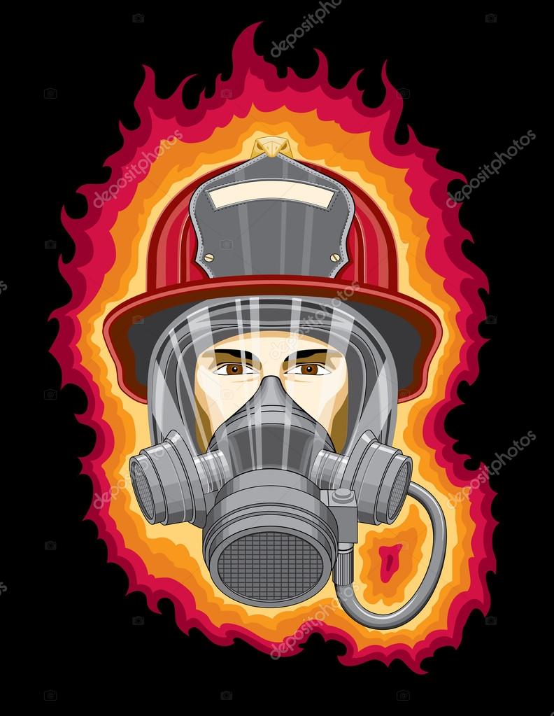 Flaming Firefighter With Mask Stock Vector by ©AWesleyFloyd 27136003