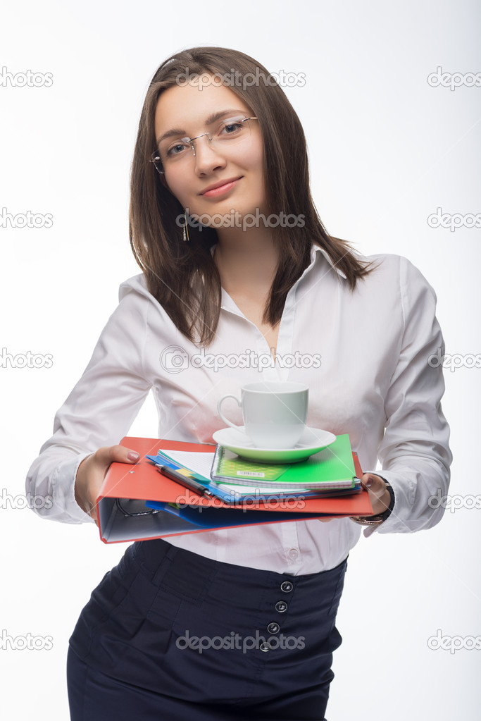 Young woman secretary at work at the office — Stock Photo © Sergeymalov ...