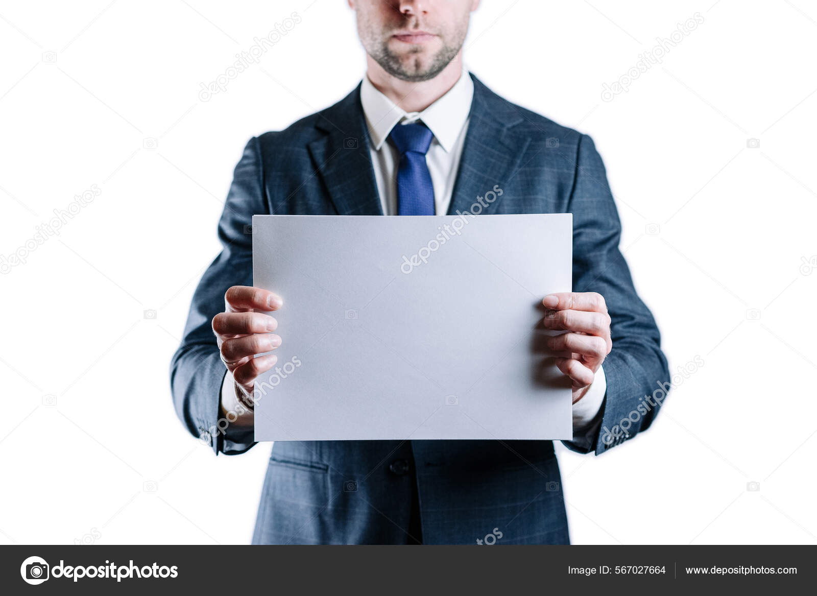 Blank Card Template Business Man Hold Template Blank Board White ...