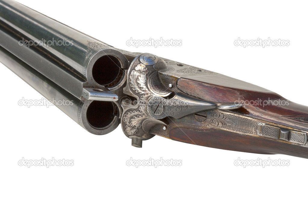 Double-barreled old shotgun closeup — Stock Photo © panama7 #28875537