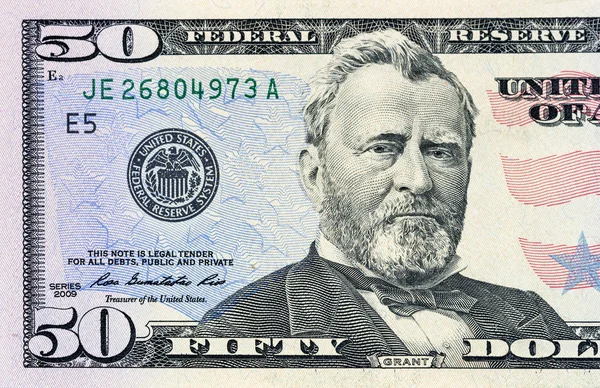 Fifty Dollar Bill Macro Usd President Ulysses Grant Portrait United ...