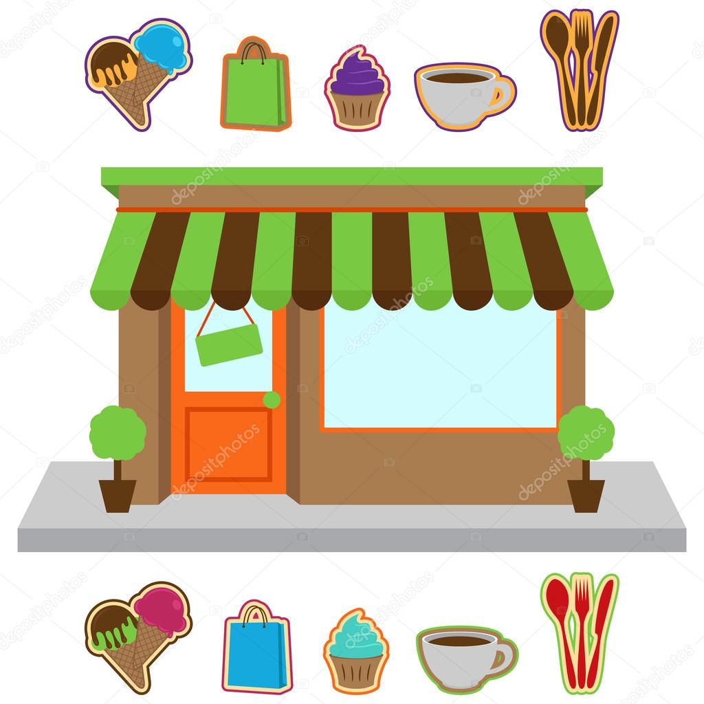 vector winkel of een winkel met tekenen — Stockvector © PinkPueblo ...