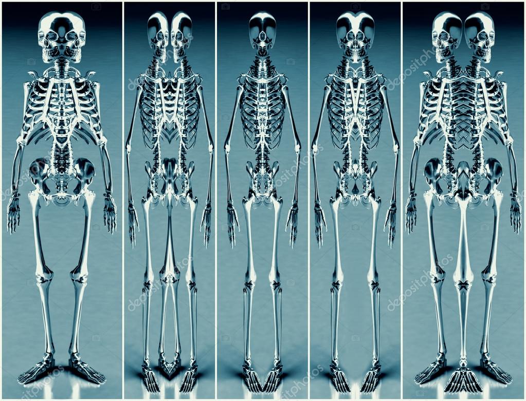 Five Silver Blue Alien Skeleton — Stock Photo © NesaCera #23250936