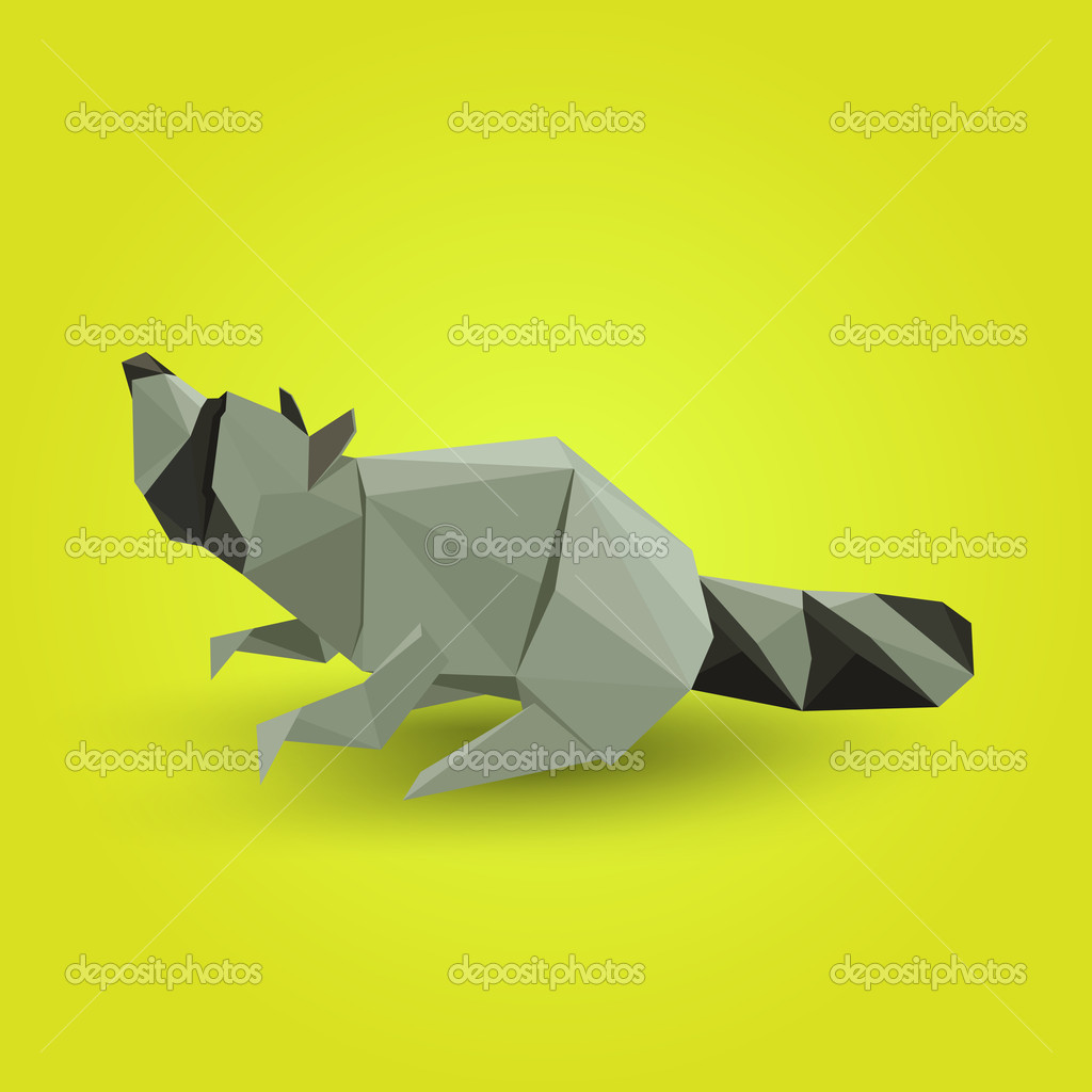 Ilustraci n vectorial del mapache de origami. 2024