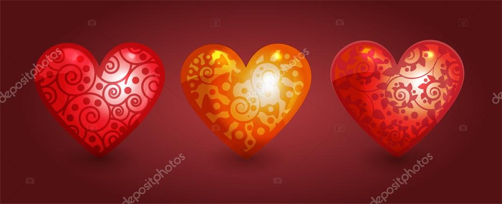 Tres corazones. ilustración vectorial 2022