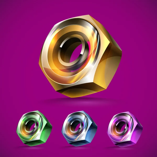 Iconos de tuercas met licas, ilustraci n vectorial 2024