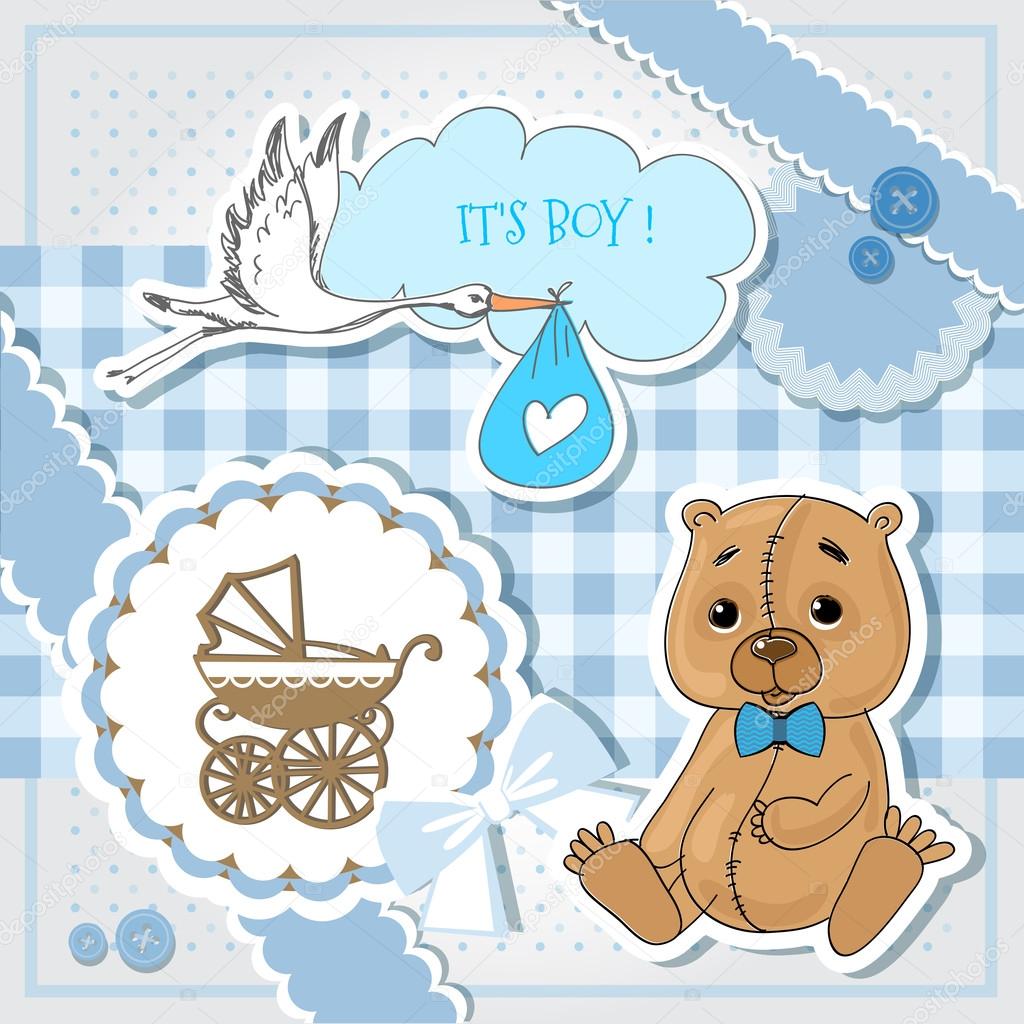 Baby Shower Blue Card Stock Vector Image by ©ClassyCatStudio #23985959