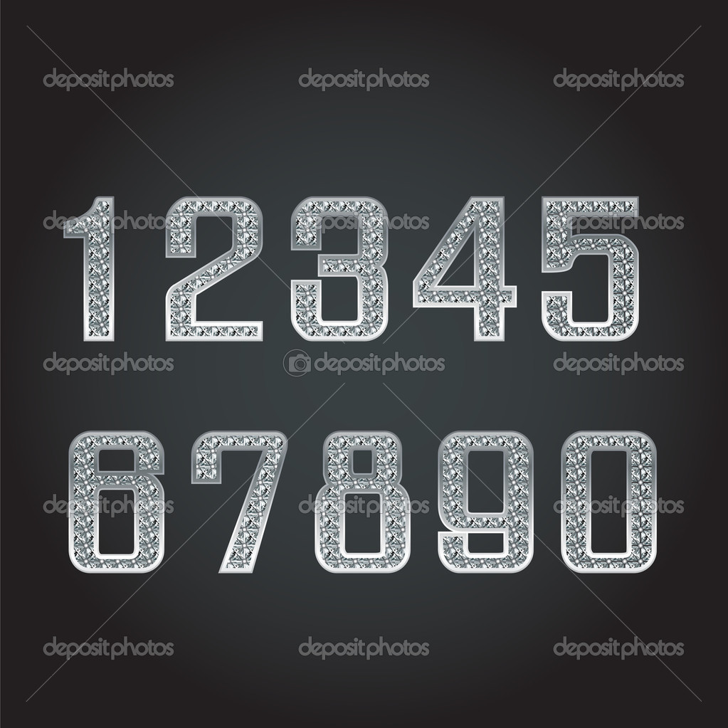 Vector Silver Numbers Diamond Stock Vector Image by ©ClassyCatStudio ...