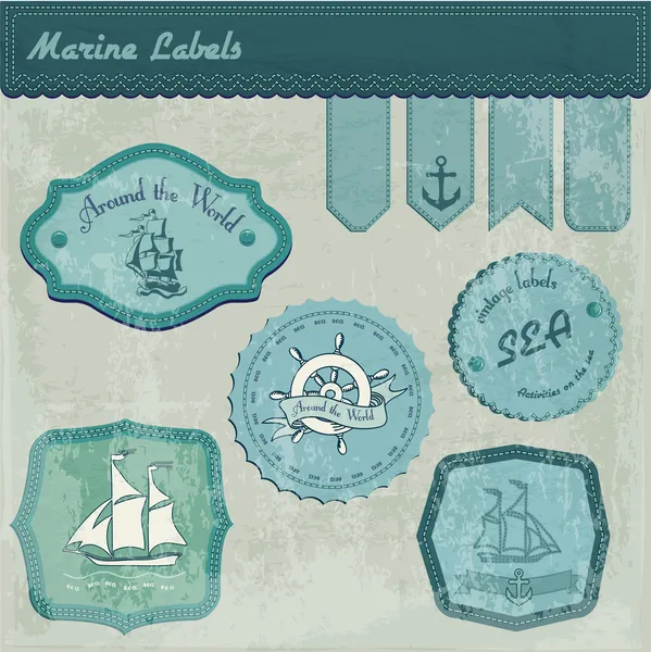 Vintage retro nautical labels — Stock Vector © catherinechin #13320416