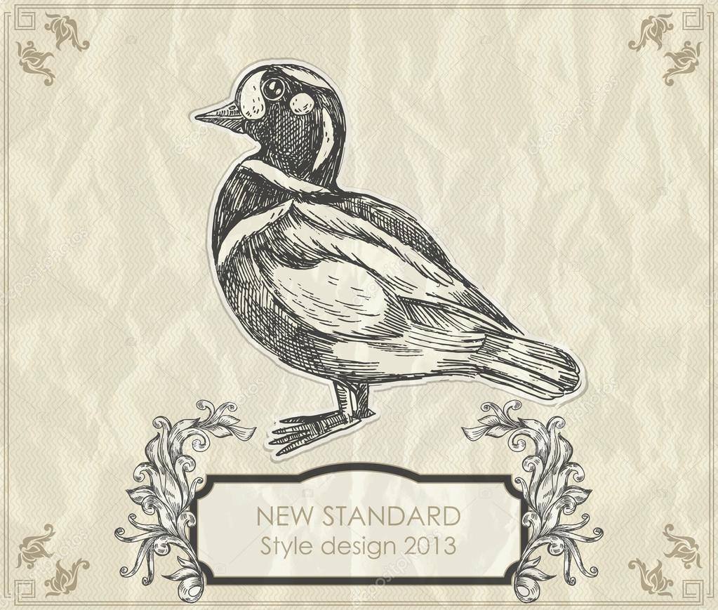 Vintage Hand Drawing Duck Vector Illustration Stock Vector Image by ...