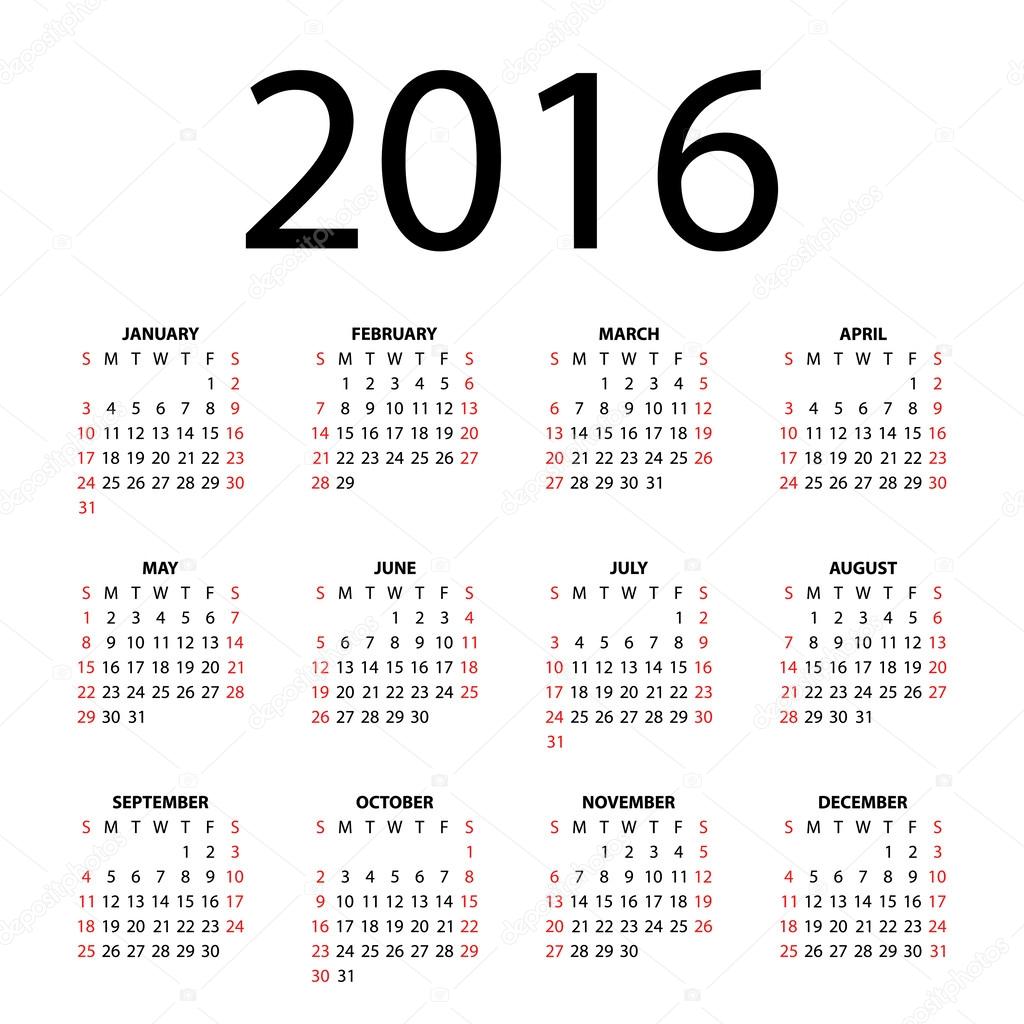 Calendário para 2016 . Stock Vector by ©aleksdemeshko 35294257