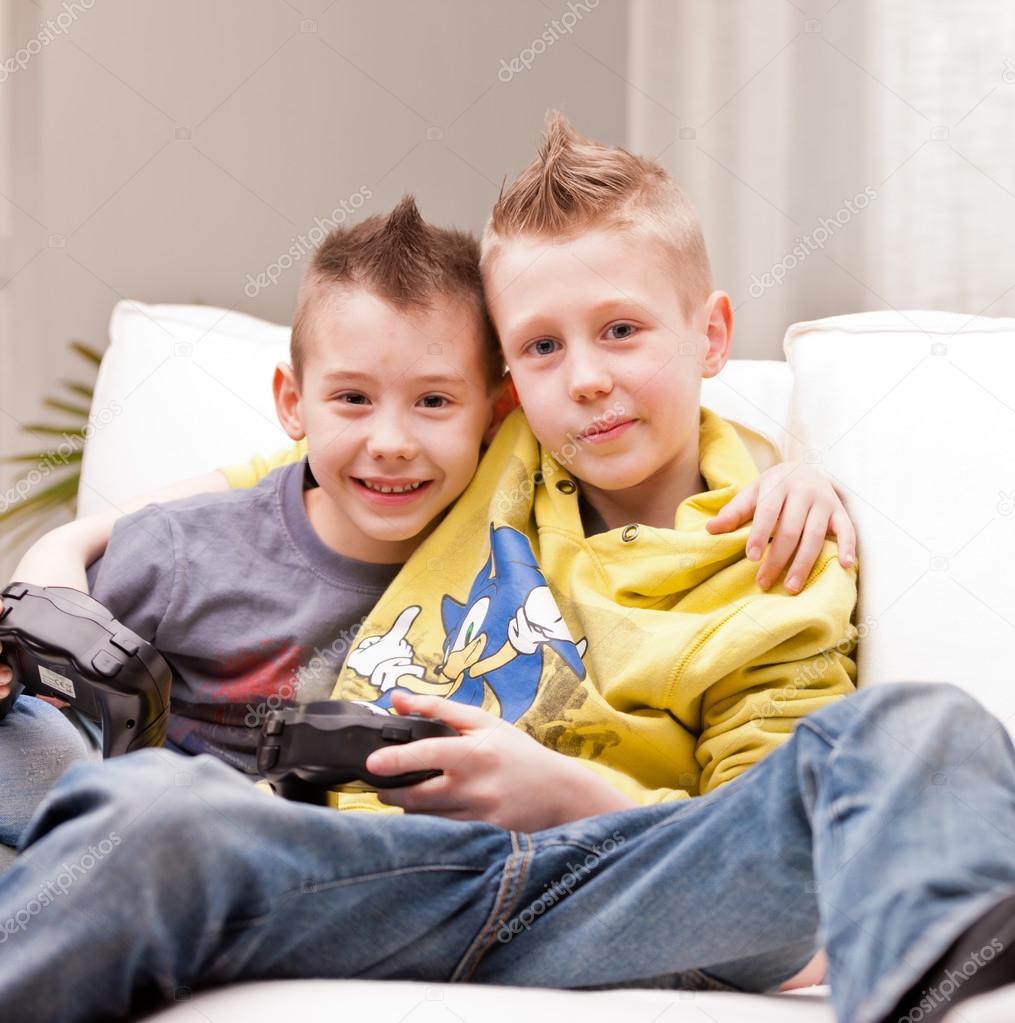 Two Boys Playing Video Games