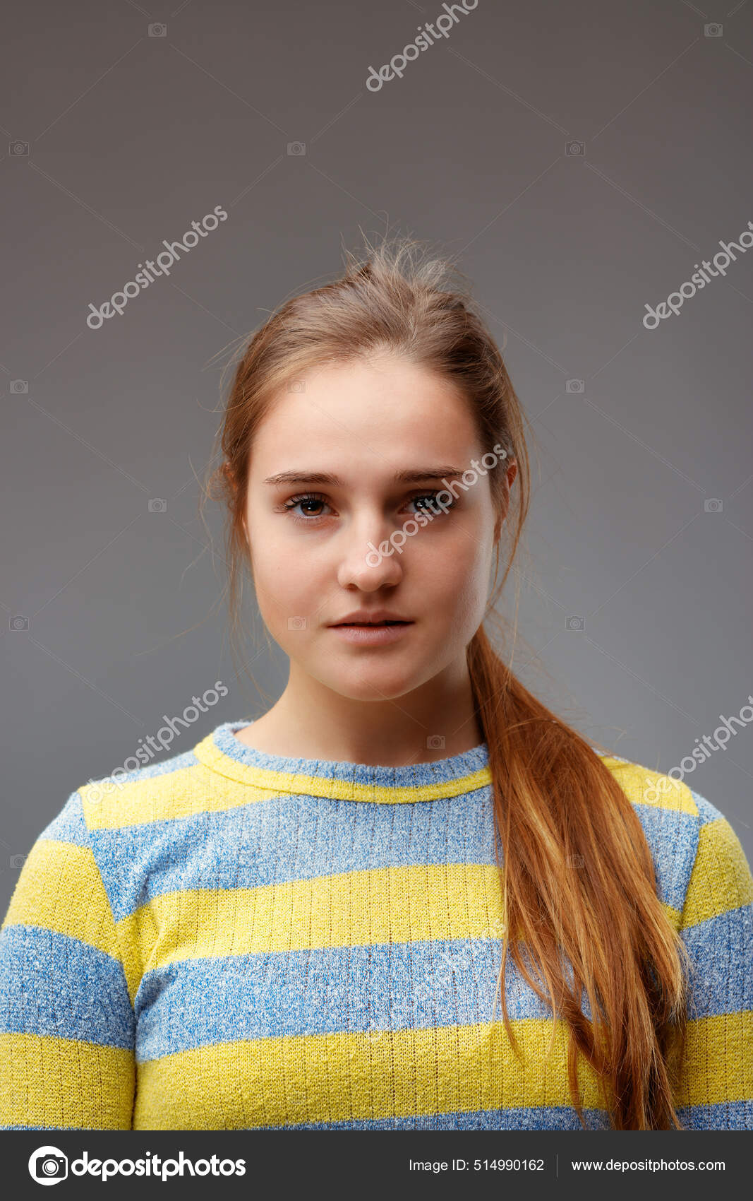 Portrait Serious Self Confident Young Woman Slightly Angry Determined ...