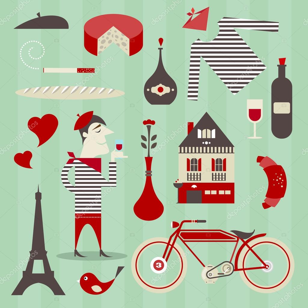 Vector Set Of French Cuisine National Food Of France