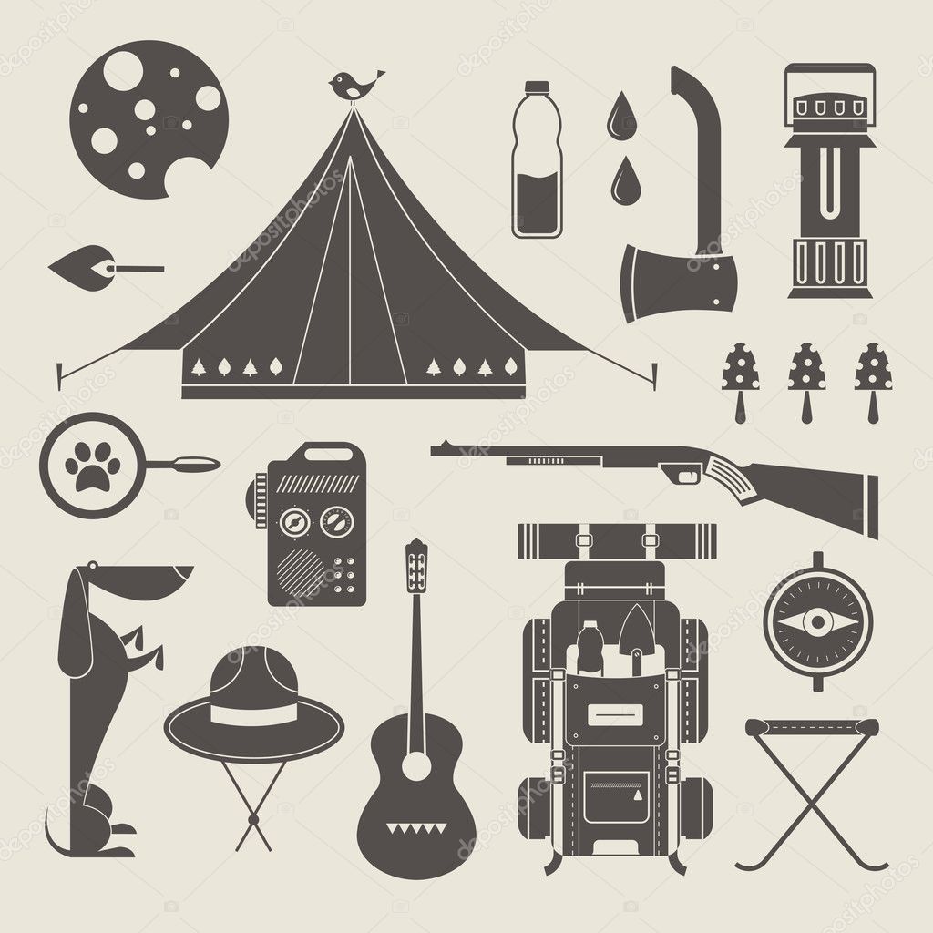 Vector camping icons — Stock Vector © vectorpro #23213804