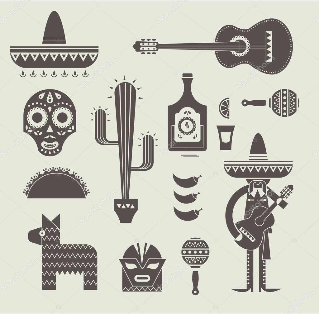 Mexico icons — Stock Vector © vectorpro #23719297