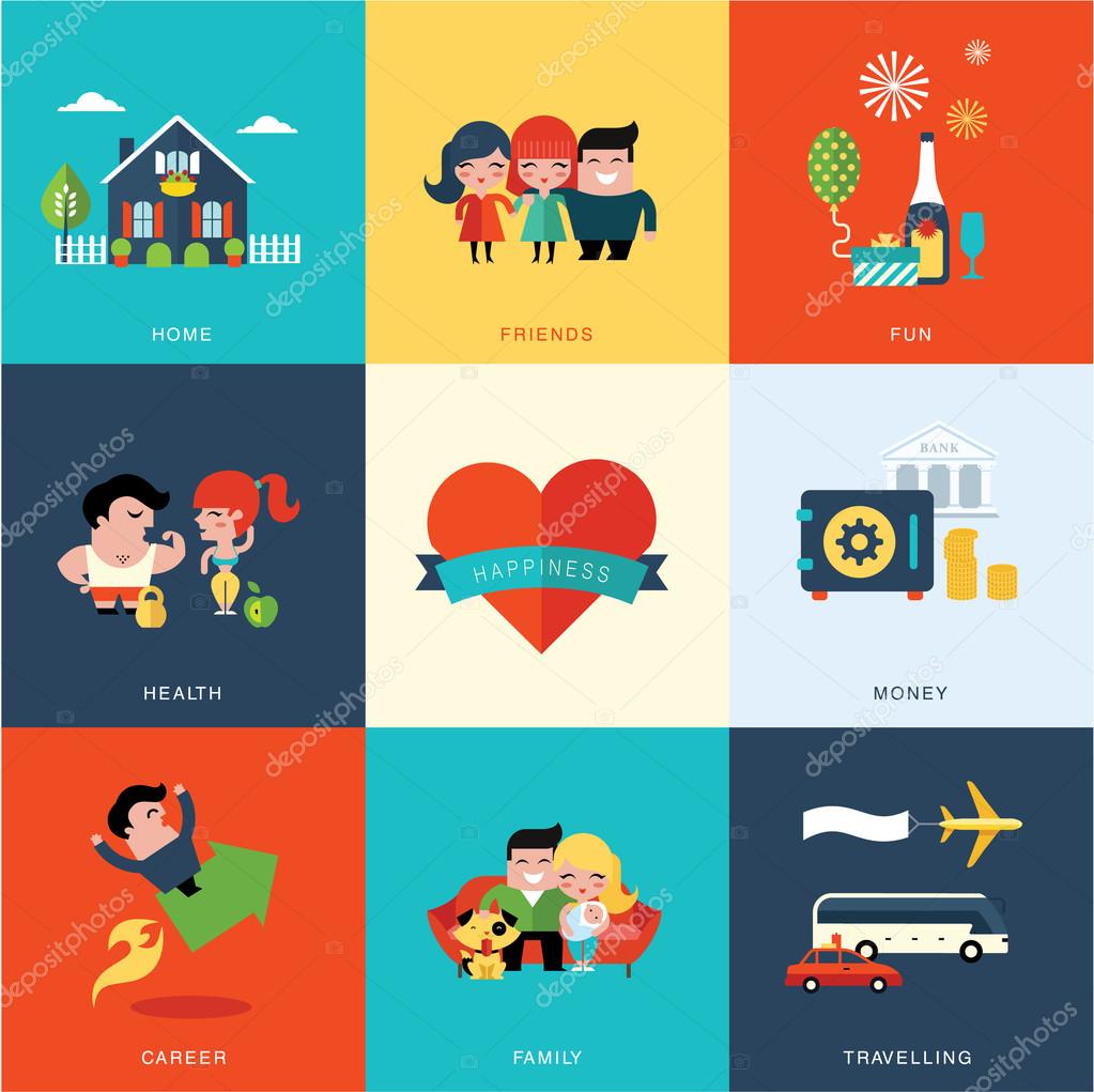 Happiness set — Stock Vector © vectorpro #47690459