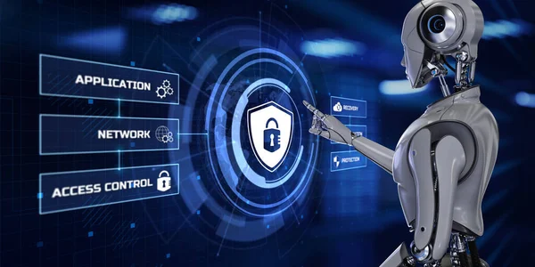 Cyber security Data Protection Antivirus technology concept. Robot ...