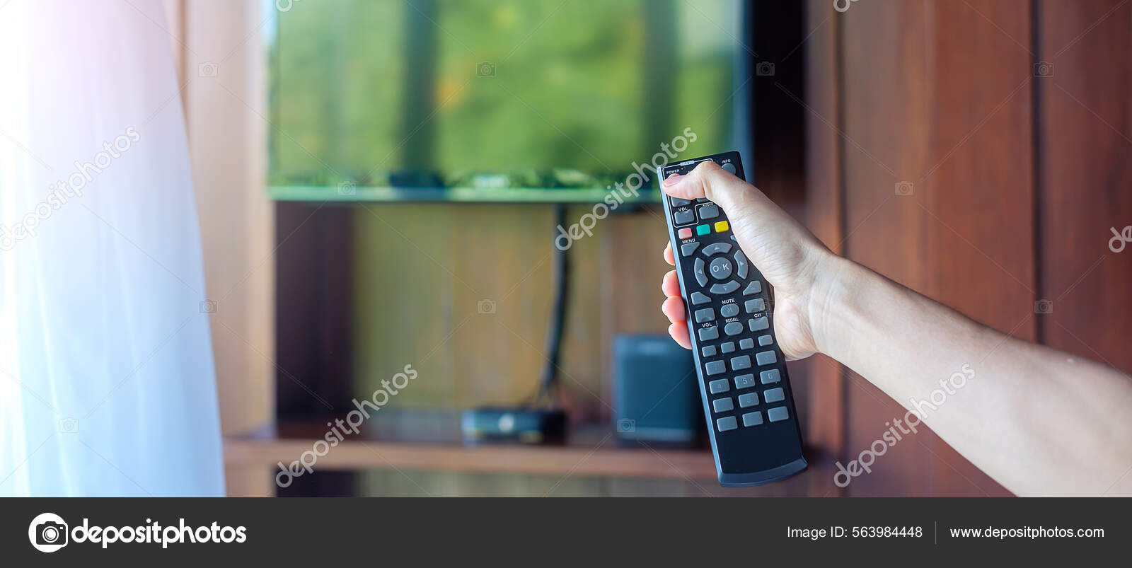 Hand Using Remote Controller Adjust Smart Modern Room Home Luxury ...