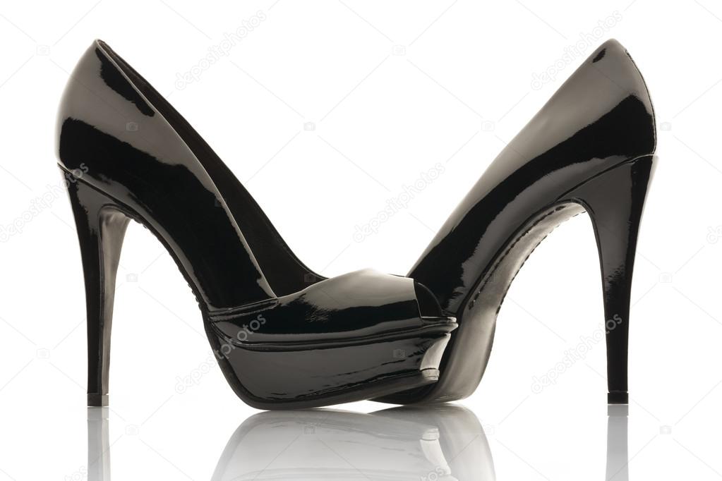Black patent leather shoes women's high heels Stock Photo by ...