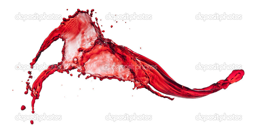 Flying spray red liquid on a white background Stock Illustration by ...