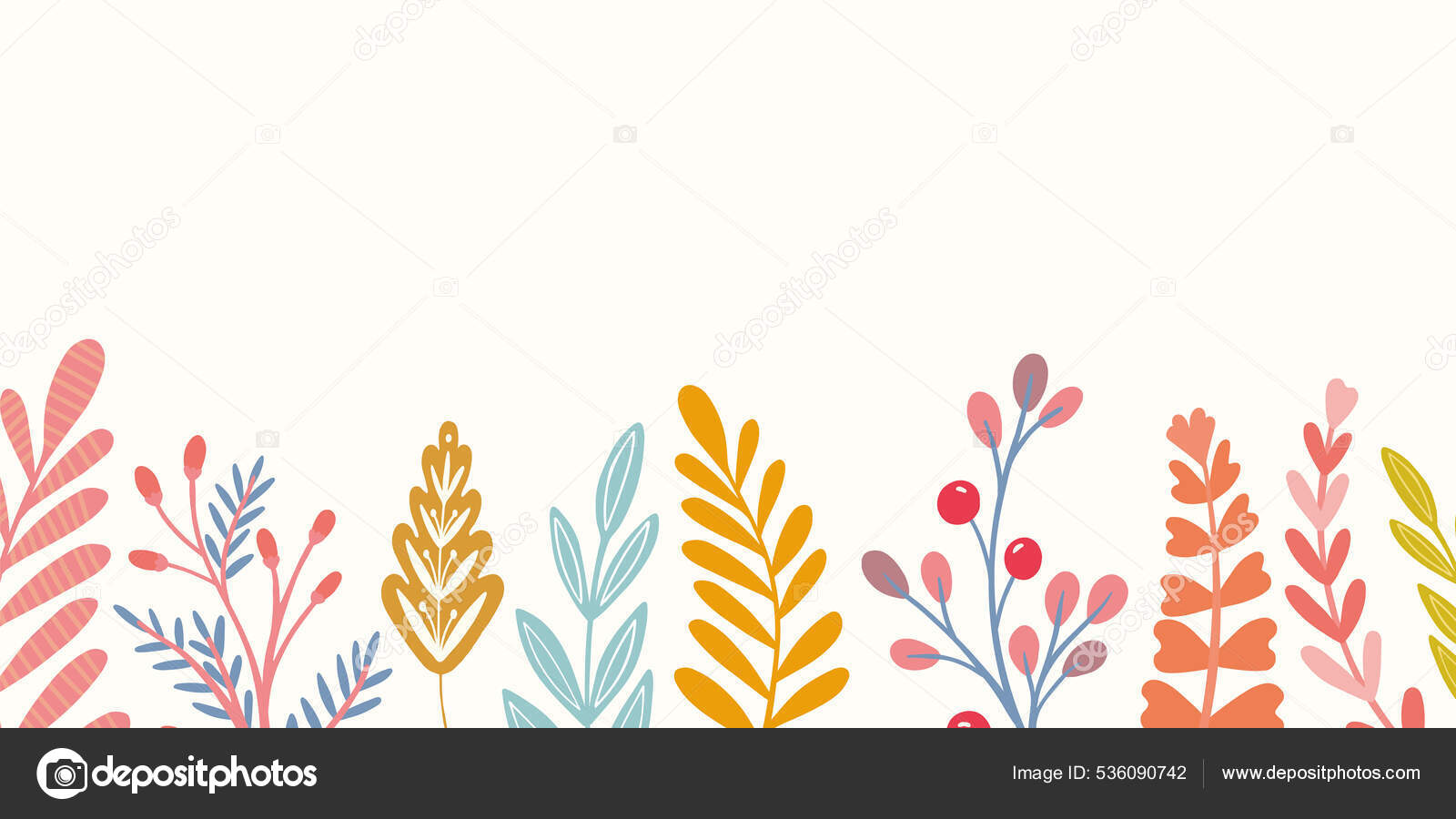 Fall leaf banner background. Vector pattern border of hand drawn Autumn ...