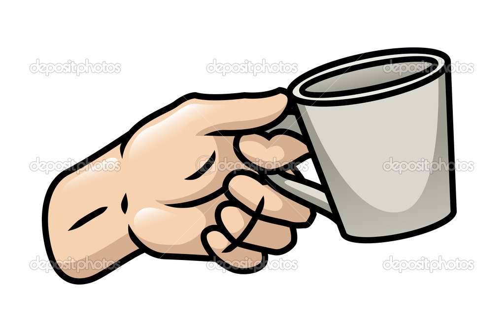mano sosteniendo una taza — Vector de stock © AvelKrieg #37601159