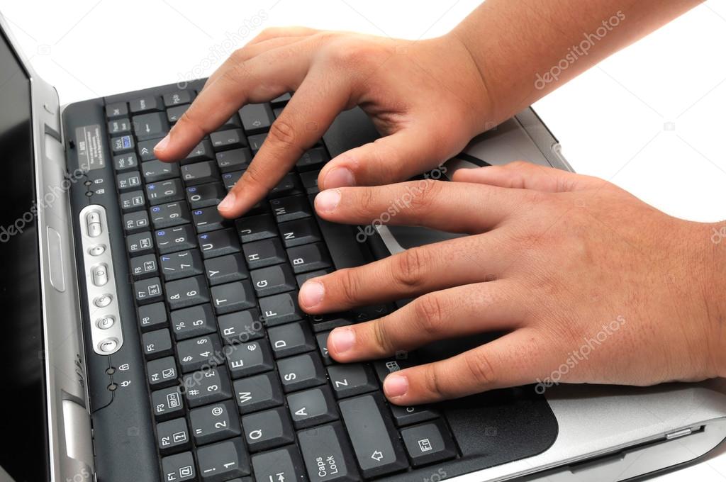 Hand on the keyboard Stock Photo by ©luislouro 23466688