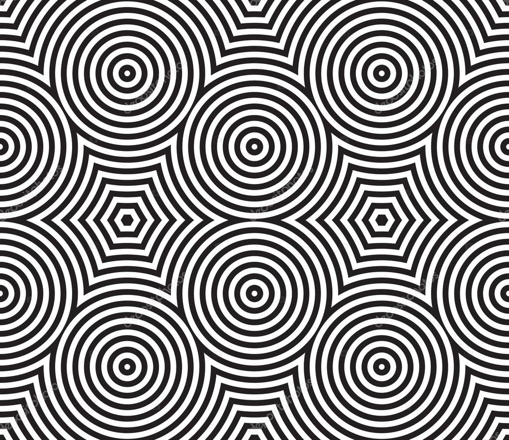 Black and White Psychedelic Circular Textile Pattern. Stock Photo by ...